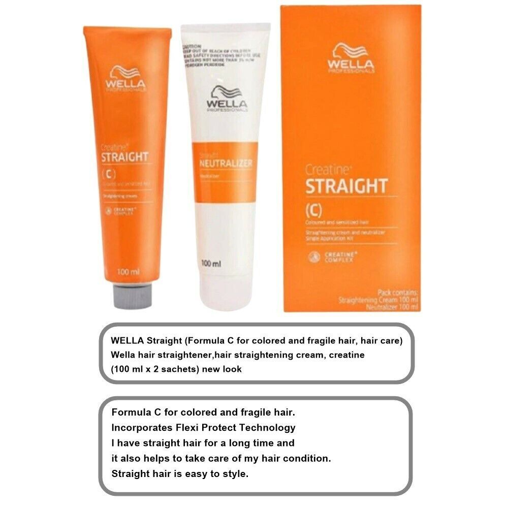 WELLA CREATINE Straight Hair Cream Permanent Straightening COLOURD ...