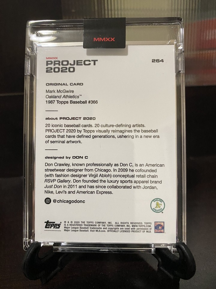 topps project 2020 Mark McGwire #264 -1987 by Don C Oakland A’s PR 2576 ...