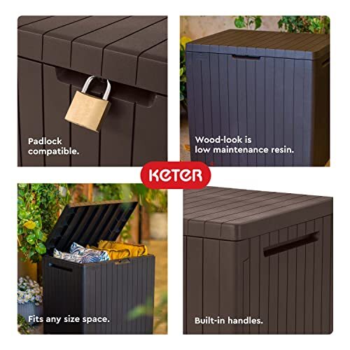 City 30 Gallon Resin Deck Box for Patio Furniture, Pool Accessories ...