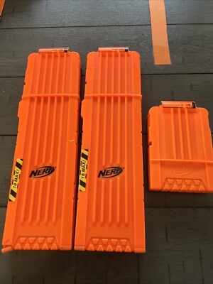 Nerf N-Strike Max 18 Round Dart Gun & 6 Round Ammo Clip Magazine Orange ...