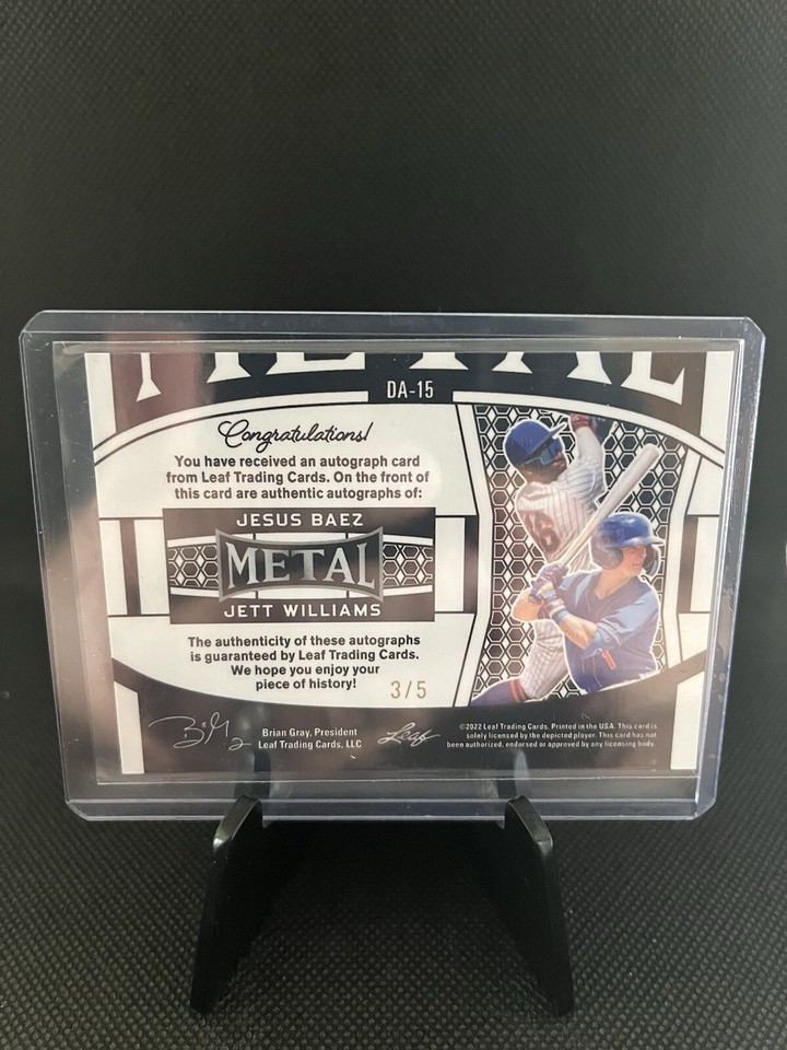 2022 Leaf Metal Dual Auto Zebra Wave /5 Jesus Baez Jett Williams #DA-15 ...