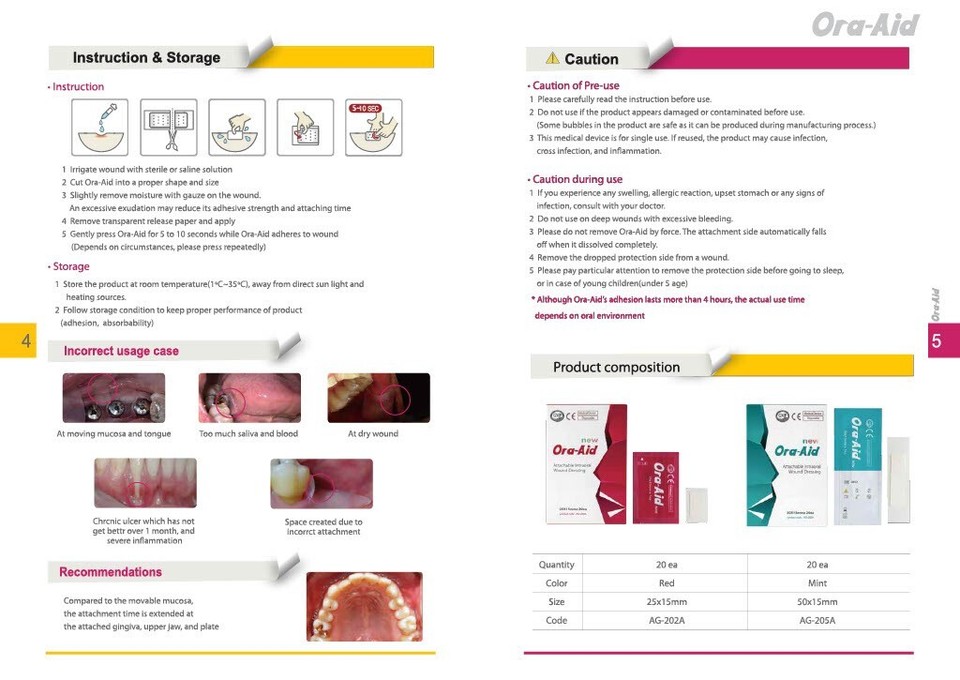 20 pcs: ORA AID : Attachable Non-eugenol Intraoral Wound Dressing ...
