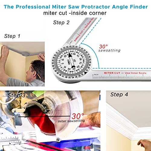 Miter Saw Protractor with Angle Finder Rulers for Professional ...