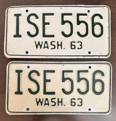 Washington 1963 License Plate PAIR # ISE 556 | eBay