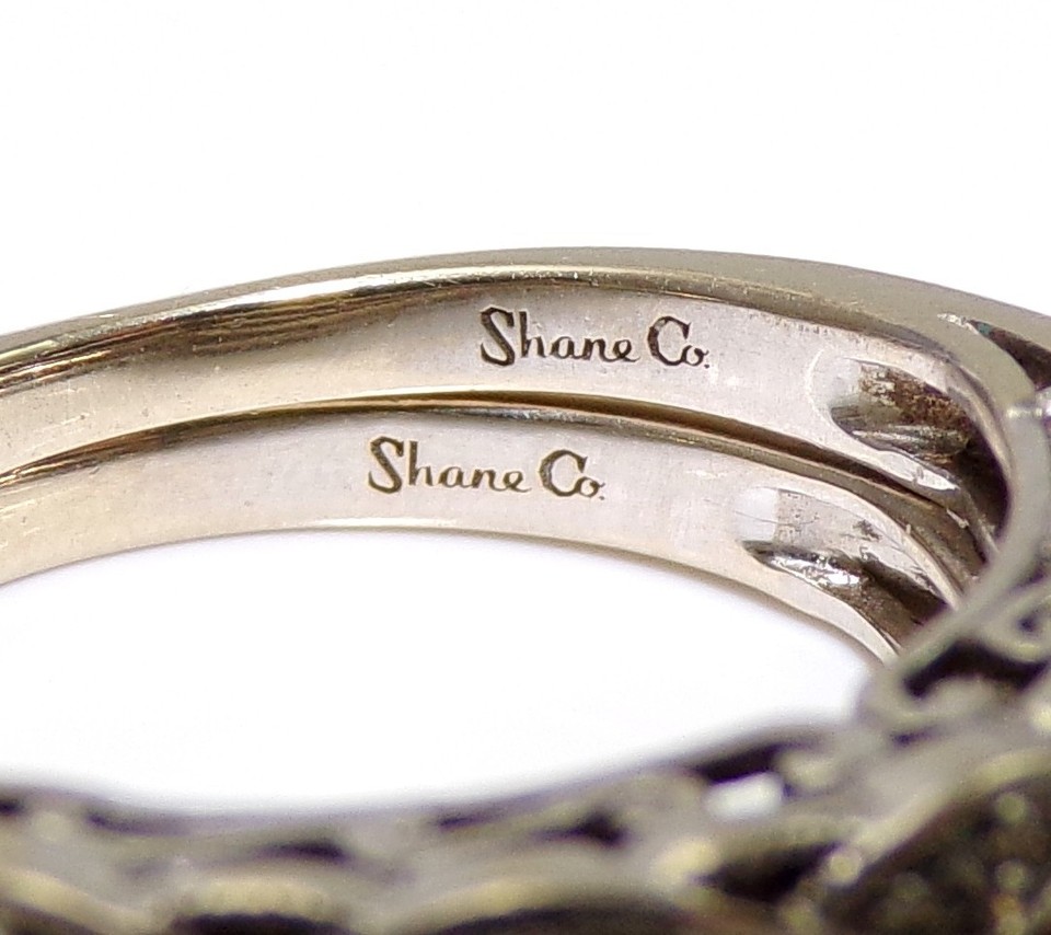 Shane & Co 14K White Gold Diamond Engagement Ring Wedding Band Set Size ...