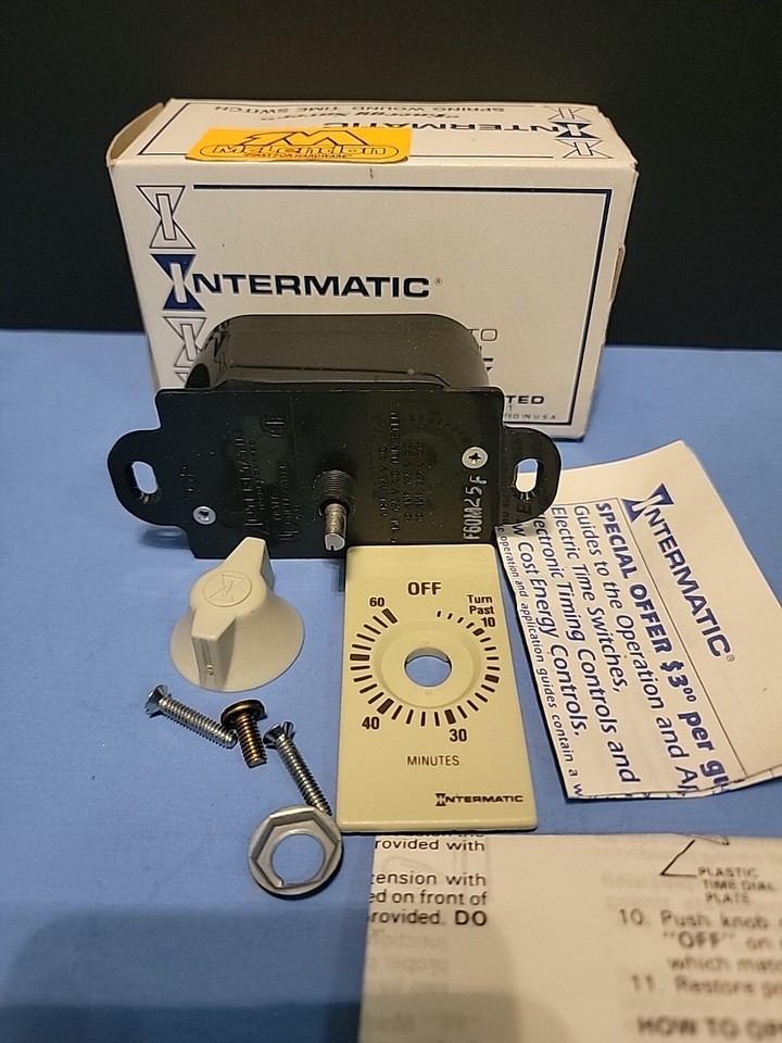 Intermatic FD60M 1 Hour Spring Loaded Wall Timer Ceiling Fan Lights ...