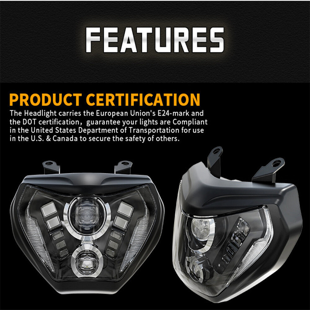 For YAMAHA MT07 17-19 MT07 MT09 LED Headlight Lamp MT09 FZ09 04-16 ...