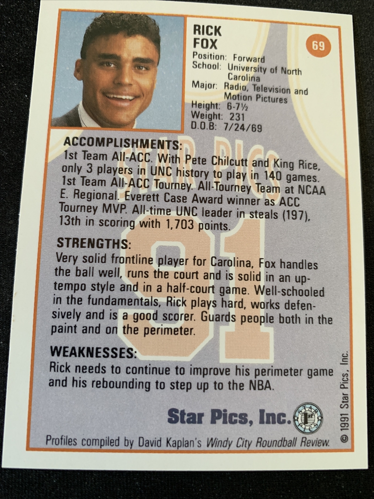 1991 Star Pics - #69 Rick Fox (RC) for sale online | eBay