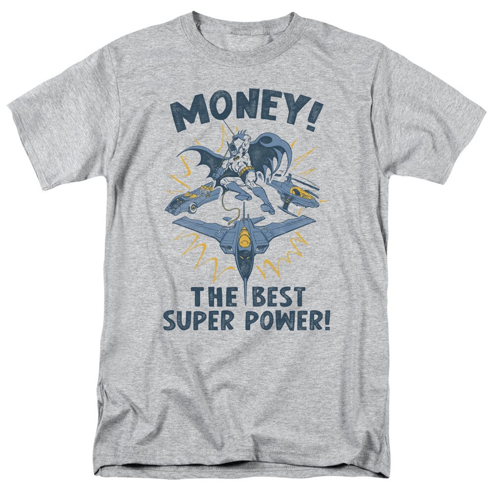 DC Batman Money T Shirt Mens Licensed DC Comics Tee Sport Gray | eBay