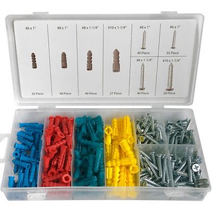 Wall Plugs. Assorted Raw Rawl Plugs with Screws. 285pc Rawlplugs and ...