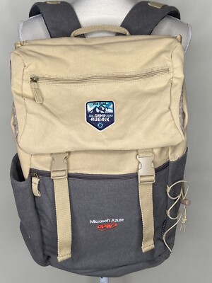 Leeds Field & Co Brown Gray Backpack Laptop Bag Book Bag Vintage Cotton ...