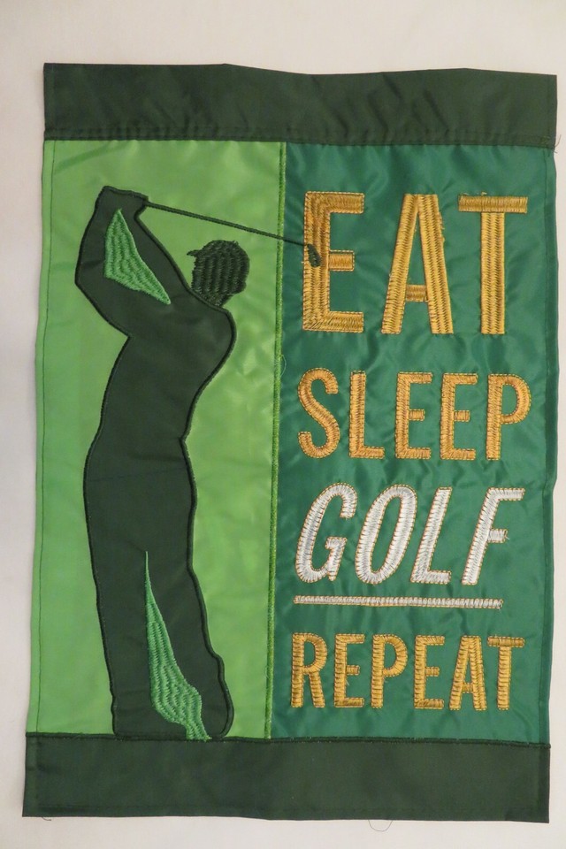 "EAT, SLEEP, GOLF, REPEAT" Man swinging Golf Club, Sport, applique ...
