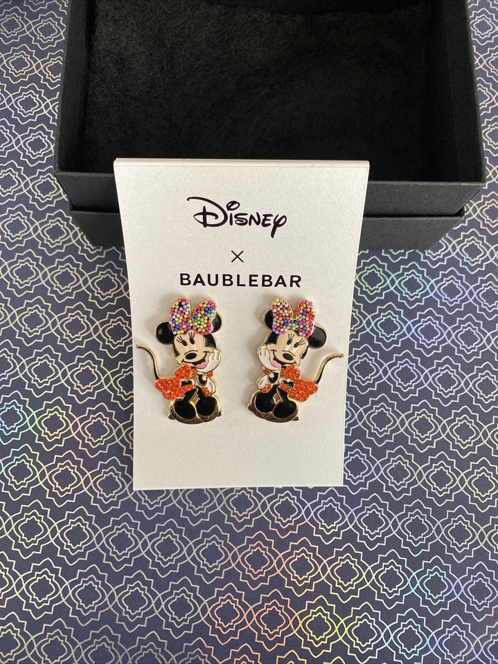 NEW Disney X Baublebar Minnie Mouse Multi Color Rhinestone Earrings 🆓📦 ...