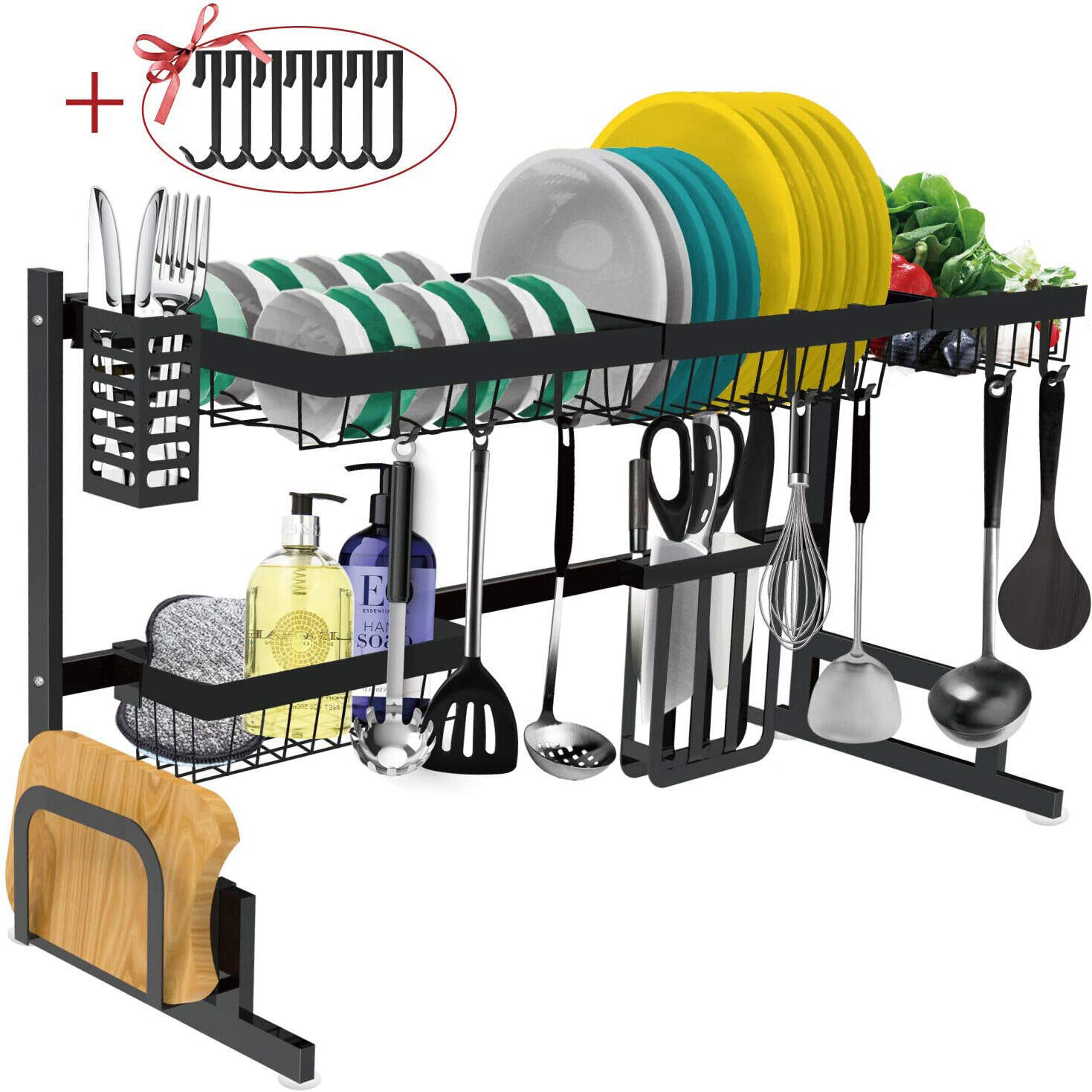 Adjustable XXL Over Sink Dish Drainer Drying Rack Utensils Holder ...