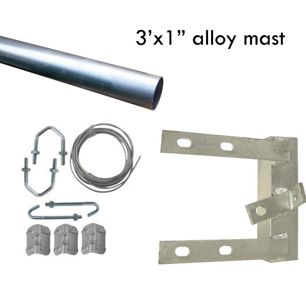 6" Chimney Lashing Rope Wire Bracket Kit TV Roof Aerial 3' 5ft Mast ...