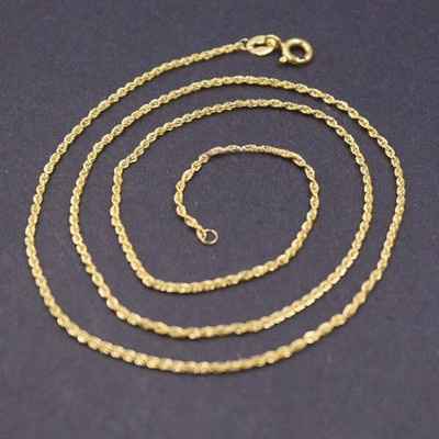 1.0mm Stamped AU750 Solid 18K Gold Rope Necklace Fine Gold Chain 18 ...
