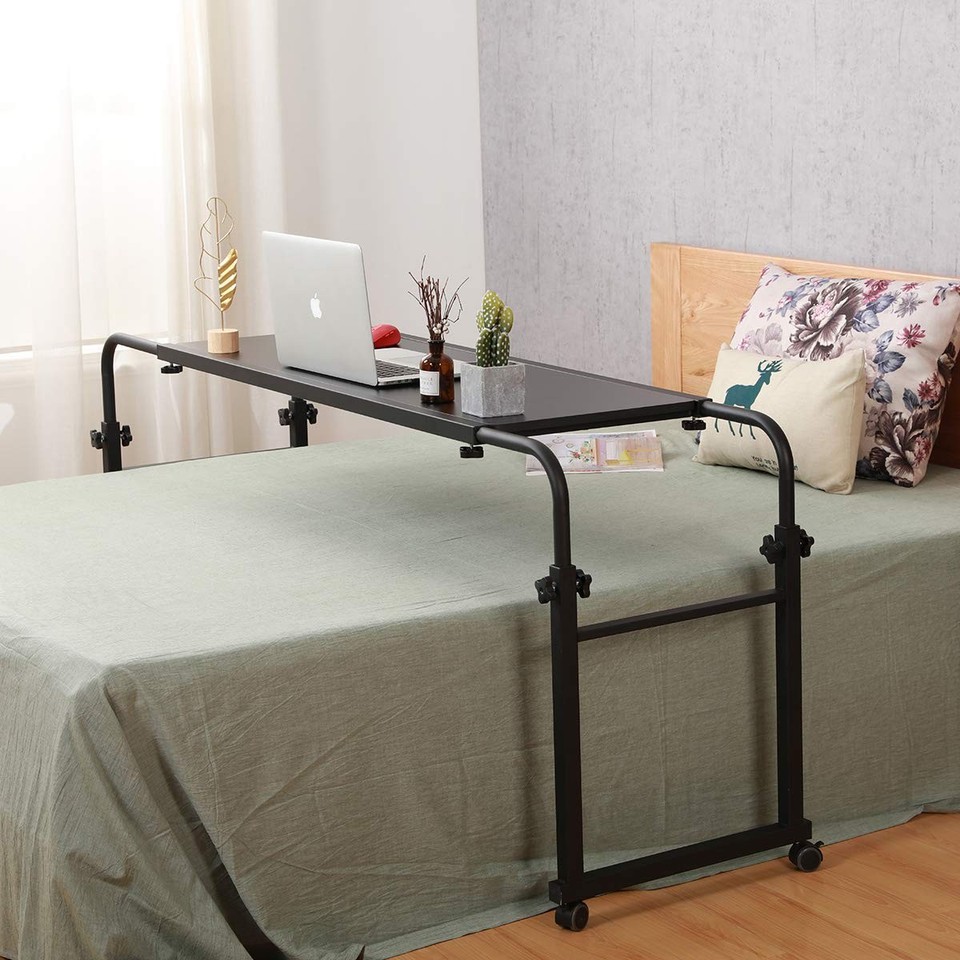 Overbed Table with Wheels Overbed Desk Over Bed Desk King Queen Bed ...