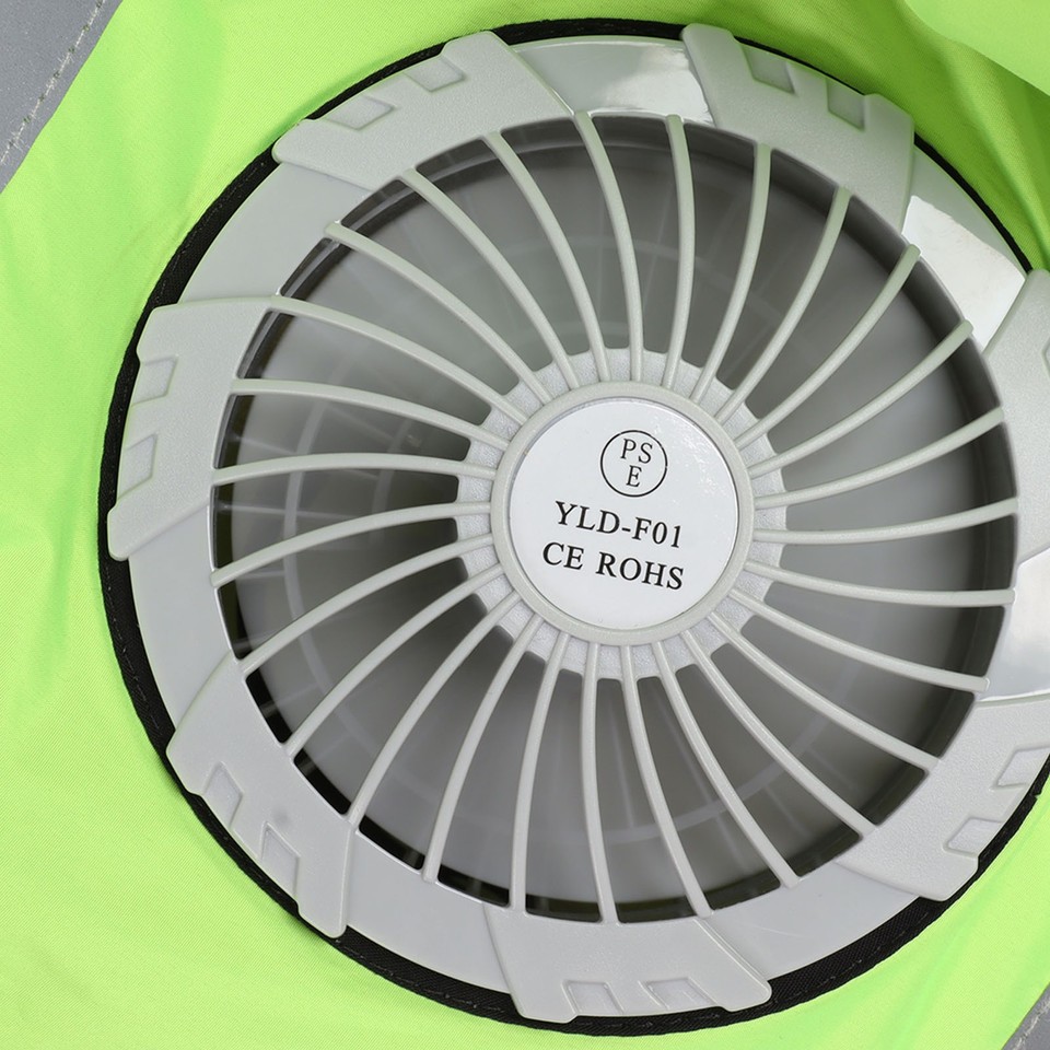 Fluorescent Green Cordless Fan Jacket Reflective Summer Cooling Fan ...