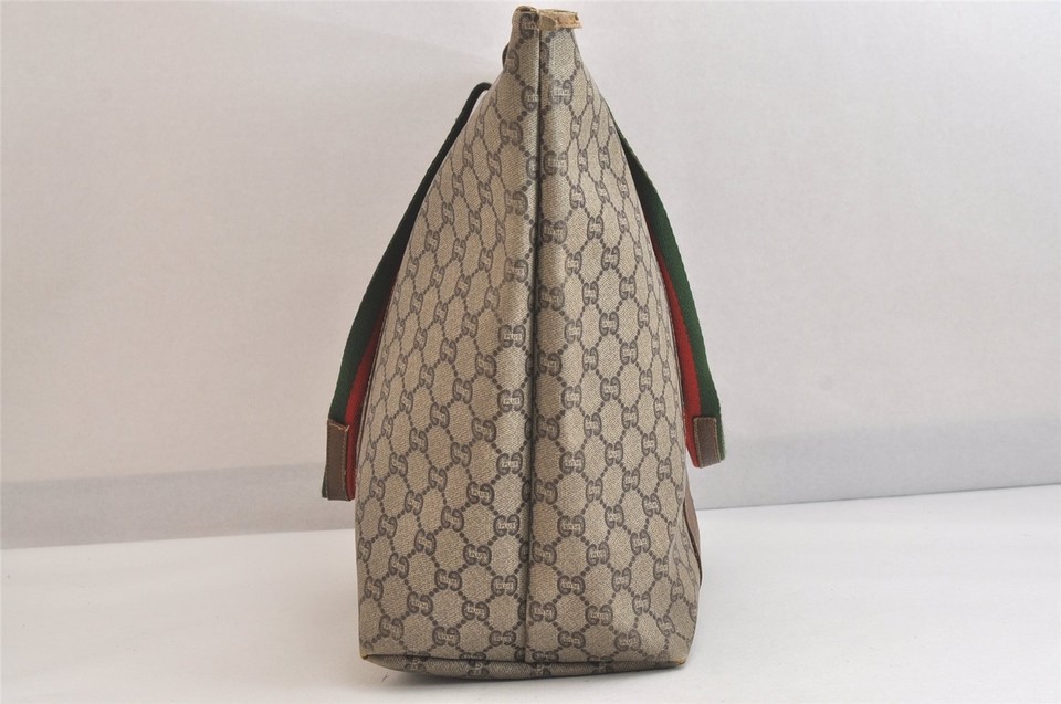 Authentic GUCCI Vintage Web Sherry Line GG Plus Tote Bag PVC Leather ...