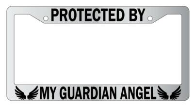 Protected By My Guardian Angel Chrome License Plate Frame Auto | eBay