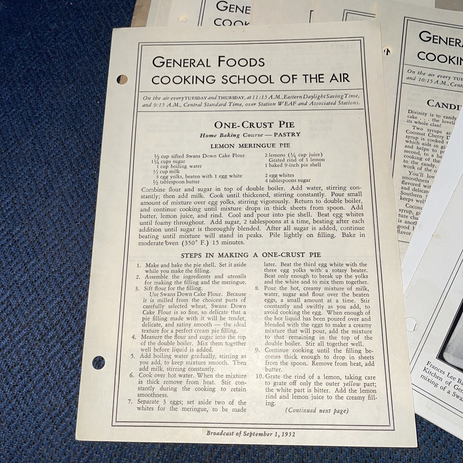 Vintage General Foods Cooking School Of The Air Cookbook Pages Most ...