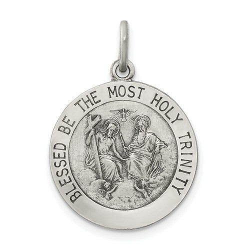 Sterling Silver Antiqued Holy Trinity Round Medal Charm Pendant 1.02 ...