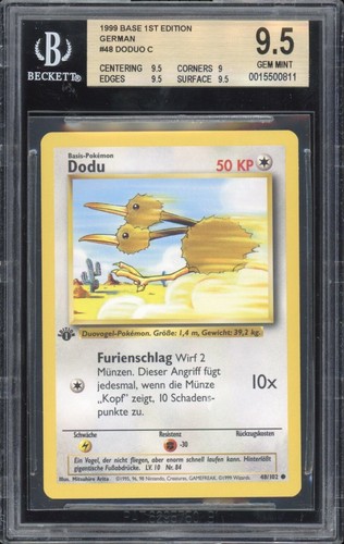 1999 Pokemon GERMAN 1st Edition Base Set Doduo 48/102 BGS 9.5 GEM MINT ...