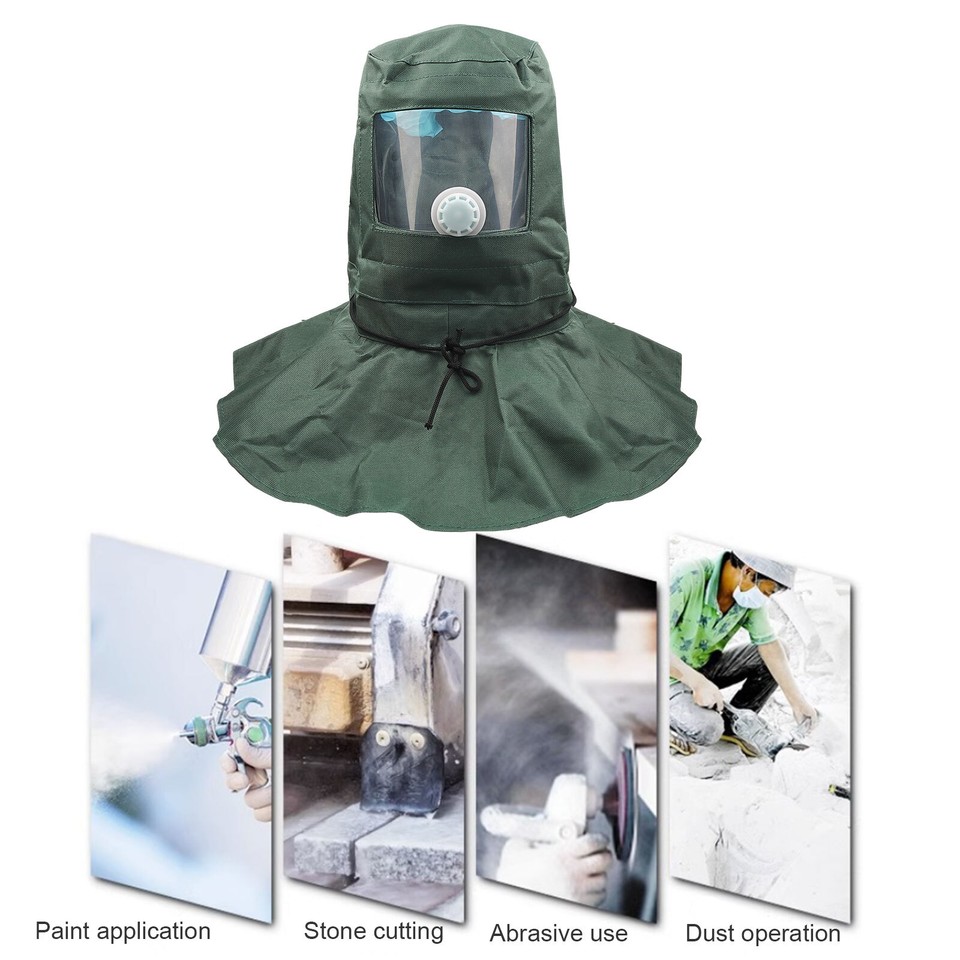 Sand Blasting Hood Blast Cap Anti Dust Wind Face Protector Sandblaster ...