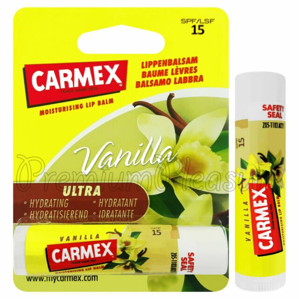 Carmex Vanilla Lip balm Flavored SPF15 Moisturising Dry Lips Click ...