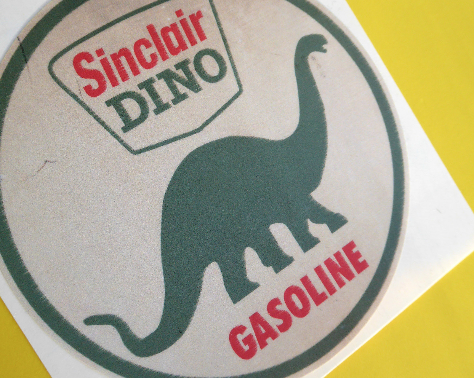 HOT ROD Retro worn 'SINCLAIR DINO' vintage GAS AND OIL Sticker Decal ...