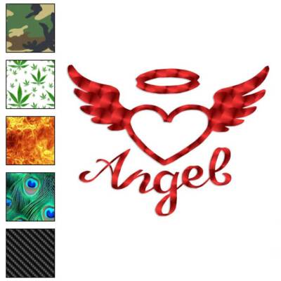 Angel Heart Wings Halo, Vinyl Decal Sticker, 40 Patterns & 3 Sizes ...