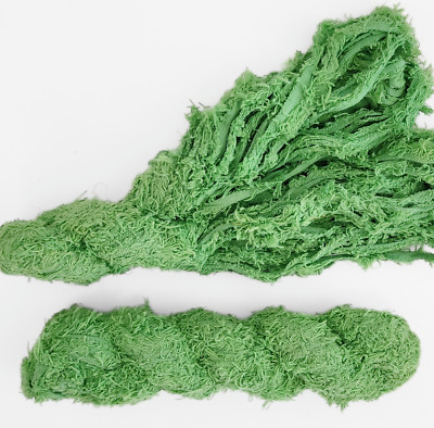 cotton fuzz ribbon, frizzy edge fibre, macrame weaving textile green | eBay
