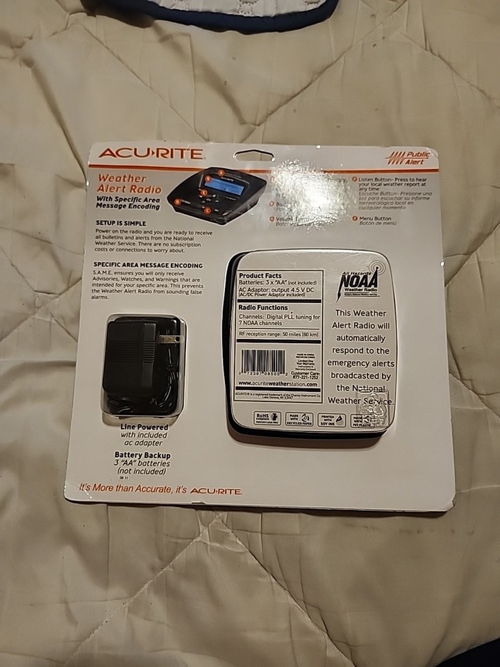 Acurite NOAA Weather Alert Radio Specific Area Message Encoding Prepper ...