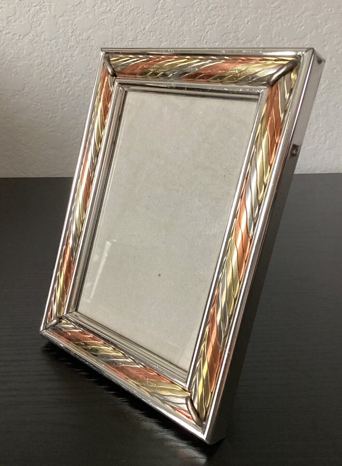 BOWON Solid Brass Picture Frame Tri-Color Hand Polished Lacquer Coated ...