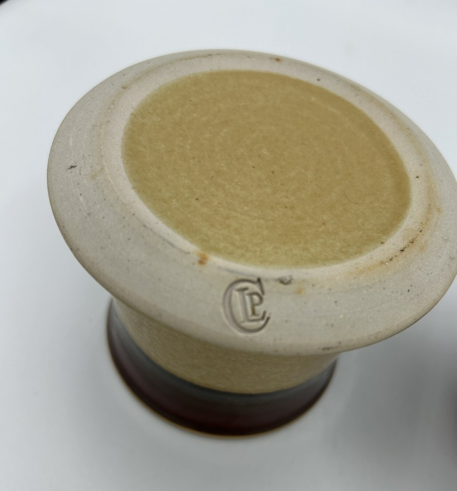 Stoneware Pottery French Butter Keeper Crock Earthy Glaze Signed CLP ...