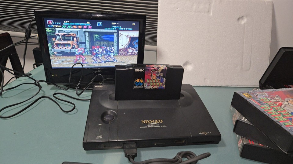 SNK NEO GEO AES Console In Box + 4 Games Tested And Working!! Read ...