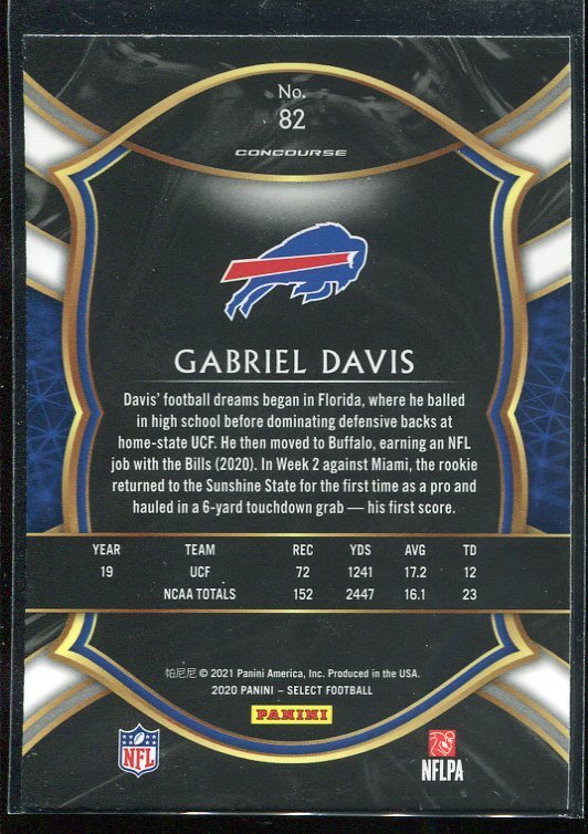 2020 Panini Select Gabriel Davis #82 Buffalo Bills | eBay