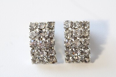 Vintage Sparkling Chaton Cut Rhinestone Clip On Earrings | eBay