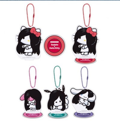 NEW Sanrio Characters x Sadako DX Acrylic Stand Keychain 4 set Kawaii ...