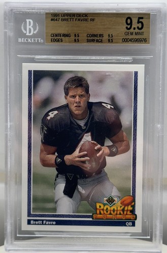 Brett Favre RC Rookie 1991 Upper Deck Rookie Force #647 BGS 9.5 GEM ...