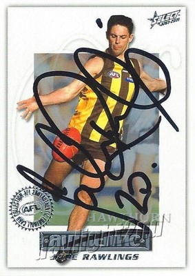 Signed 2001 HAWTHORN HAWKS AFL Card JADE RAWLINGS | eBay Australia