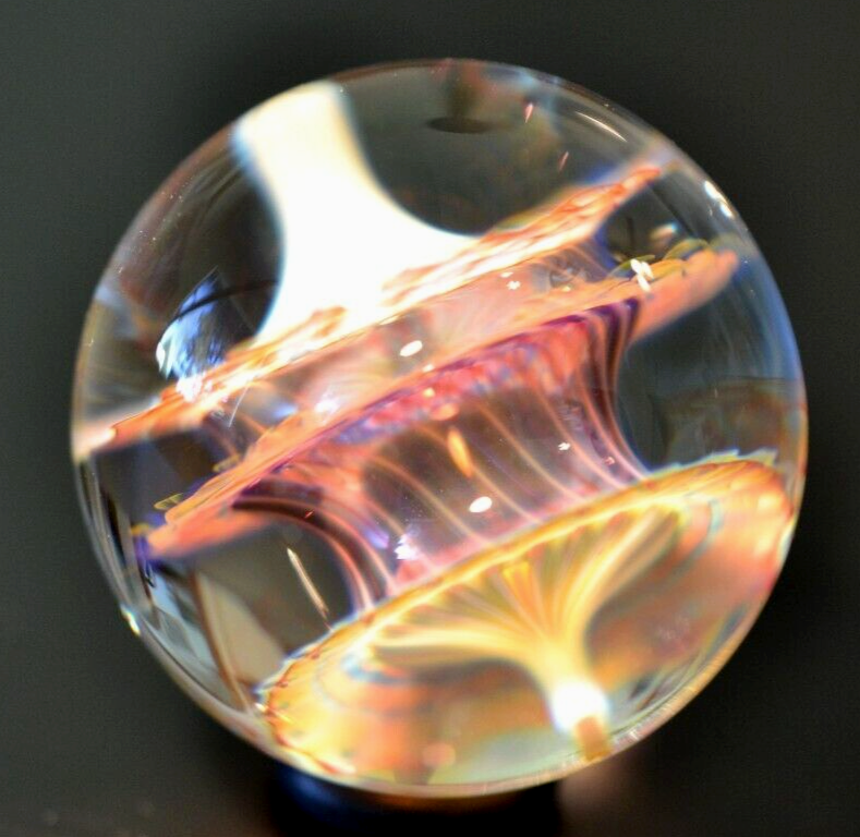 RYAN WHITMORE GLASS MARBLE/1.538"-3 LEVEL PAGODA-IVORY,TANGERINE,PINK ...