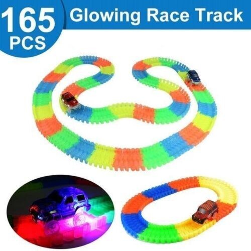 165 PIECE MAGIC GLOW TRACK Trax Glow In The Dark Car Racing Track & LED ...