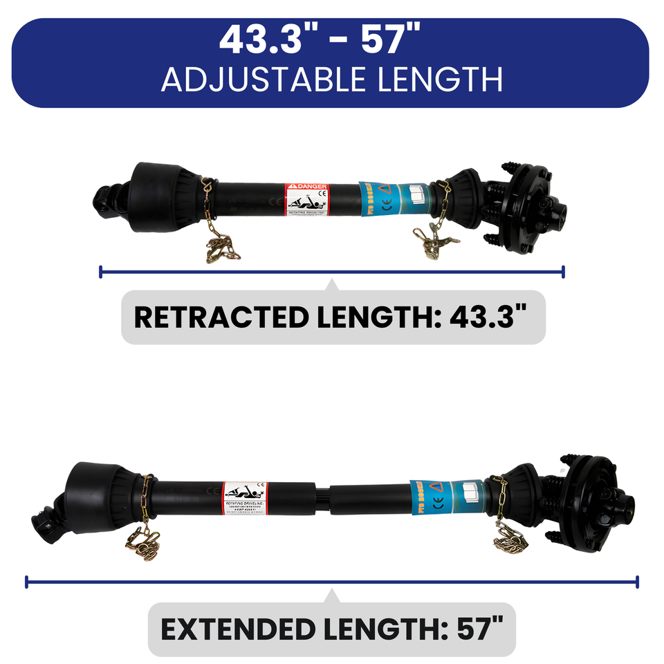 Series 5 PTO Shaft, 1-3/8”-6 Spline Both Ends w/ Slip Clutch for Finish ...