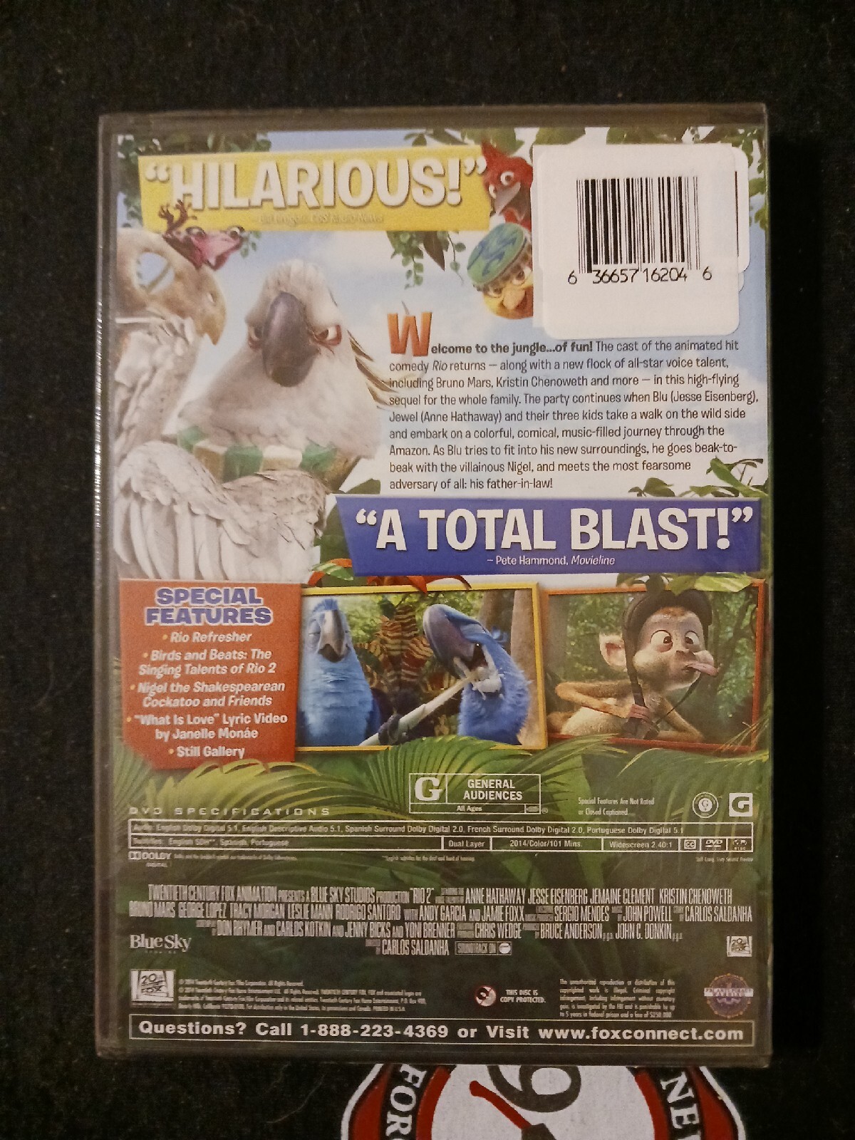 Rio 2 (DVD 2014, Widescreen) Jesse Eisenberg, Anne Hathaway Brand New ...