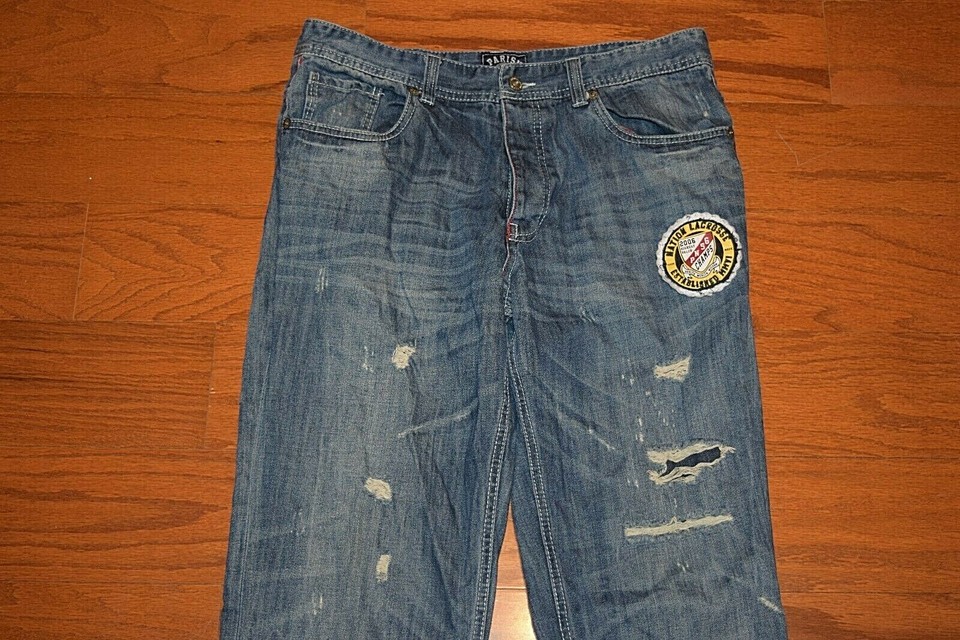 PARISH - RELAXED Fit Blue Jeans Men Size 34 x 33 - Lacrosse Patch | eBay