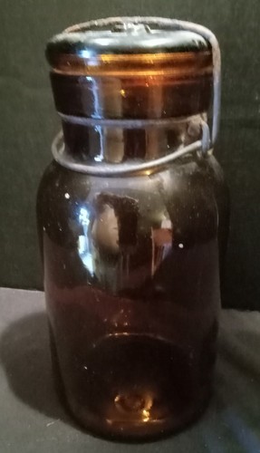 AMBER QUART LIGHTNING FRUIT JAR WITH GROUND LIP ORIGINAL 1882 | eBay