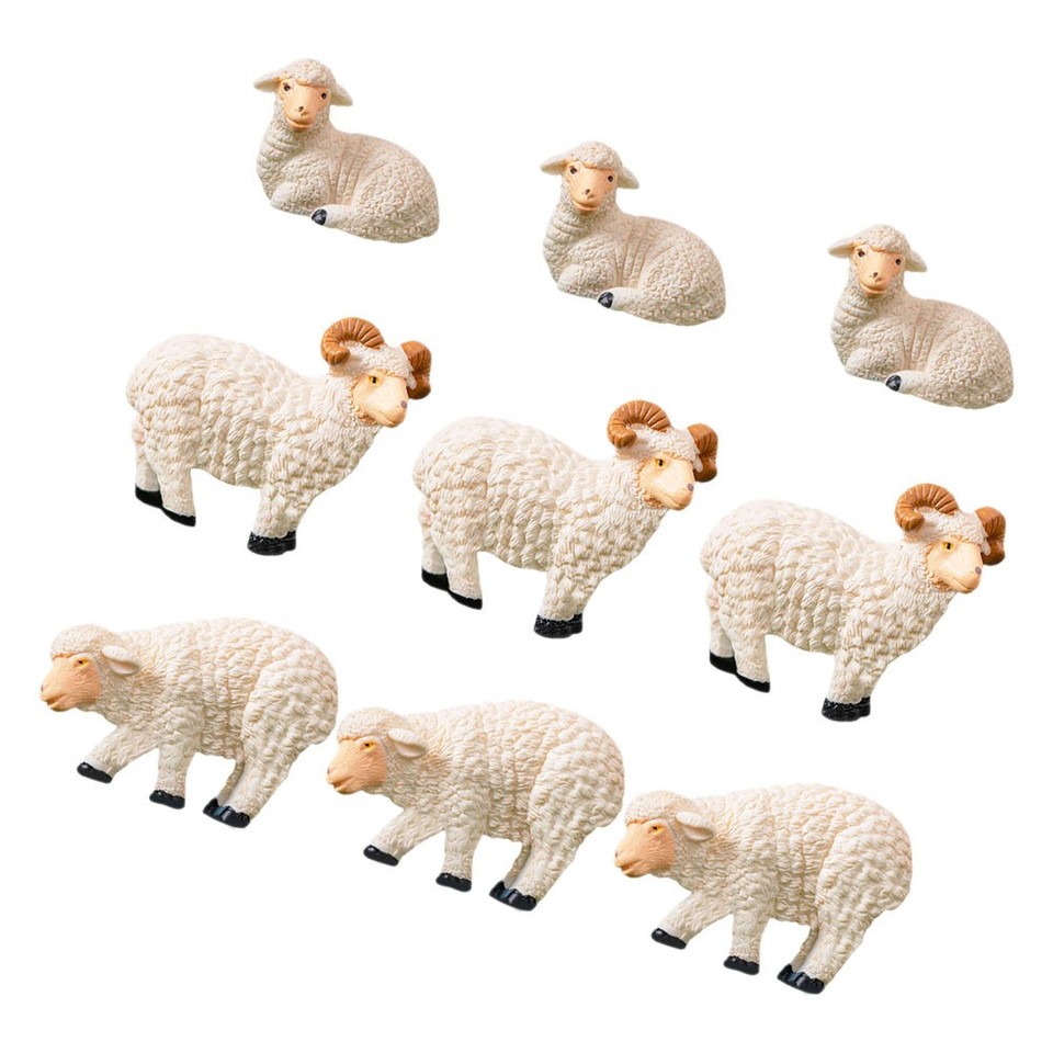 9 Pcs Garden Miniature Animals Sheep Figurines Goat Lawn Micro ...