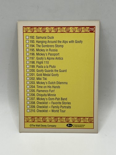 Walt Disney Company World Tour Trading Cards Set 172-210 With Checklist ...