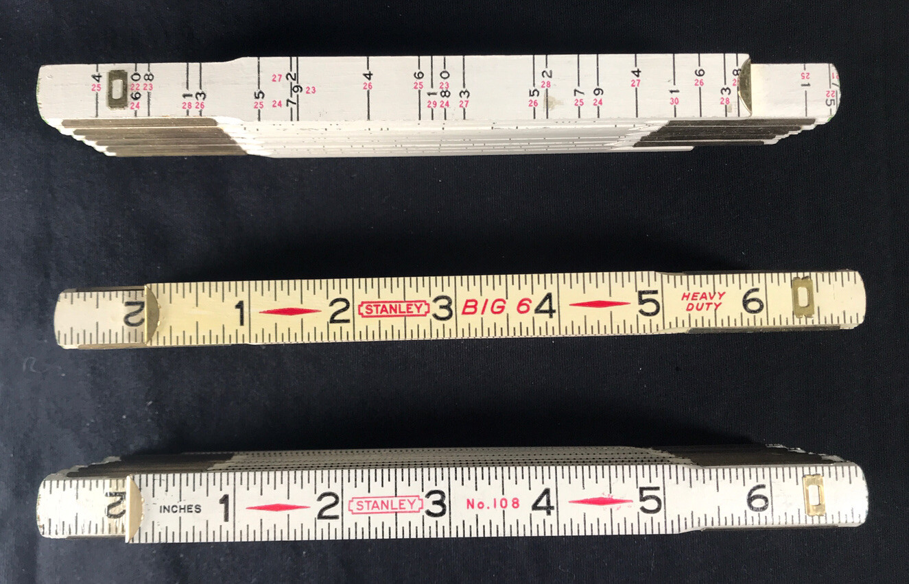 Lot of 3 New Stanley Folding Rulers: 108 – 167 Brick Mason -Big 6 Heavy ...